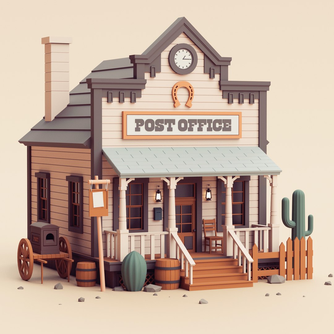 3D Western Post Office 01 - TurboSquid 2172373