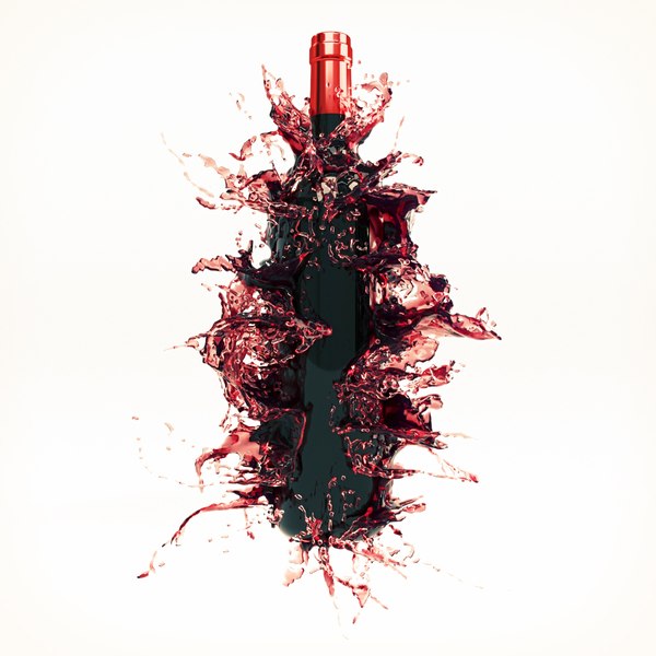3D wine splash bottle 1 - TurboSquid 1429047