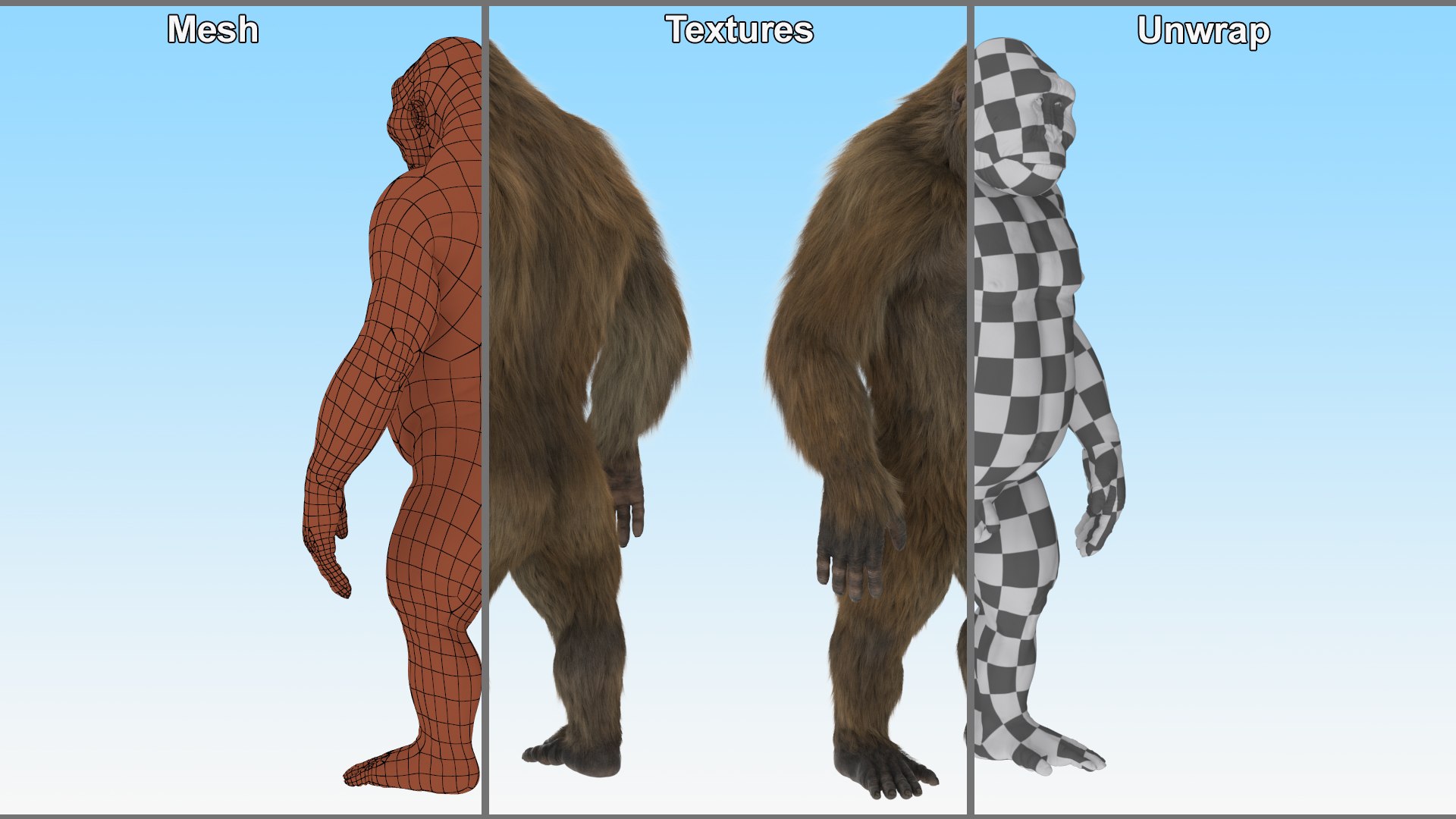 Gigantopithecus In Standing Pose Fur 3D Model - TurboSquid 2311883