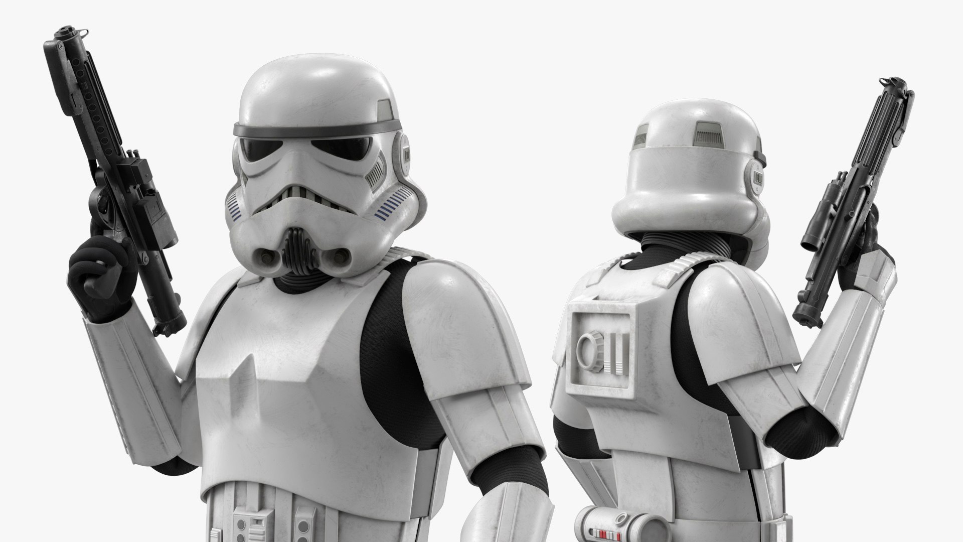 Star Wars Imperial Stormtrooper Raised Blaster Combat Pose Dirty 3D Model - TurboSquid 2425104