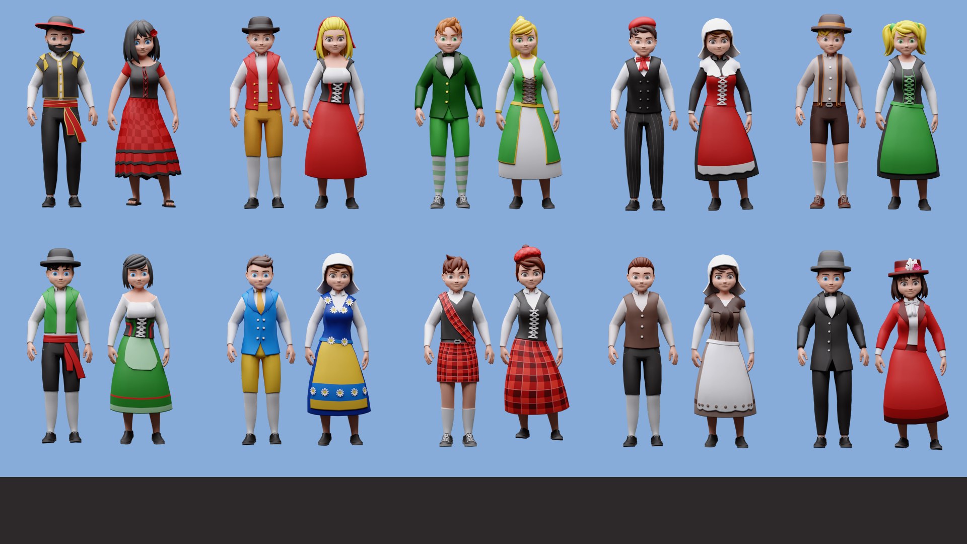 Cartoon Characters 3 03 European Nationalities 3D Model - TurboSquid ...