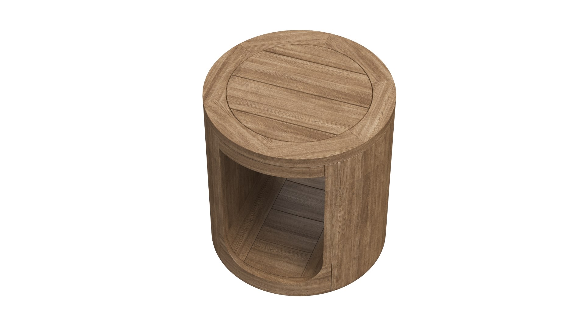 3D RH Oslo Open Teak Round Side Table Model - TurboSquid 2156177