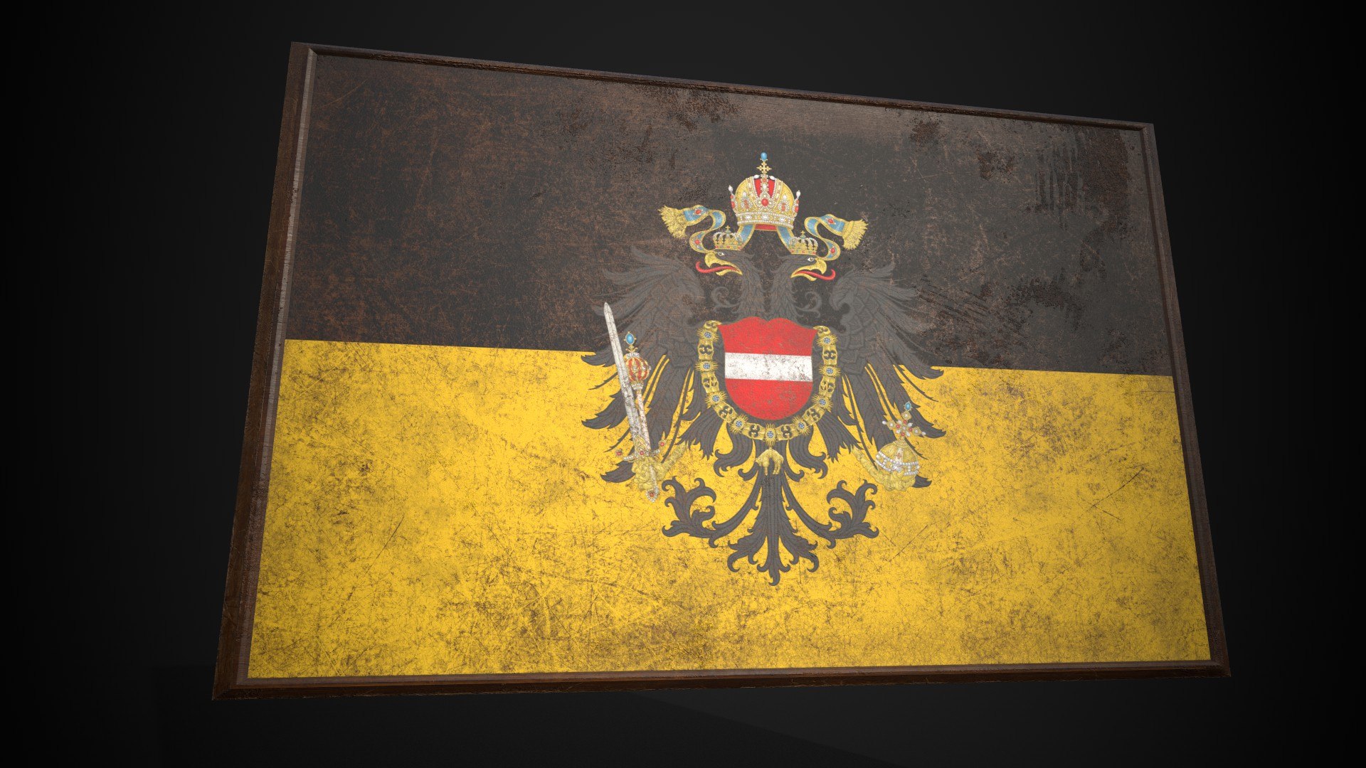 3D Old Picture Frame With Austrian Empire Flag - Game Ready PBR Low ...
