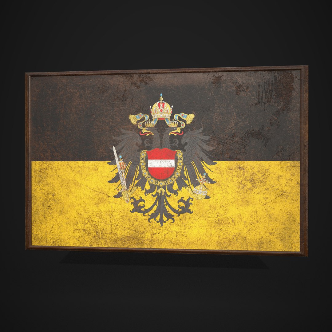 3D Old Picture Frame With Austrian Empire Flag - Game Ready PBR Low ...