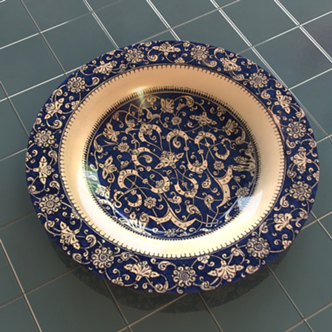 handpainted ceramic plates handmade 3d model