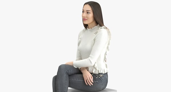 modelo 3d Elizabeth Casual Invierno Sentada Pose 01 - TurboSquid 1857823