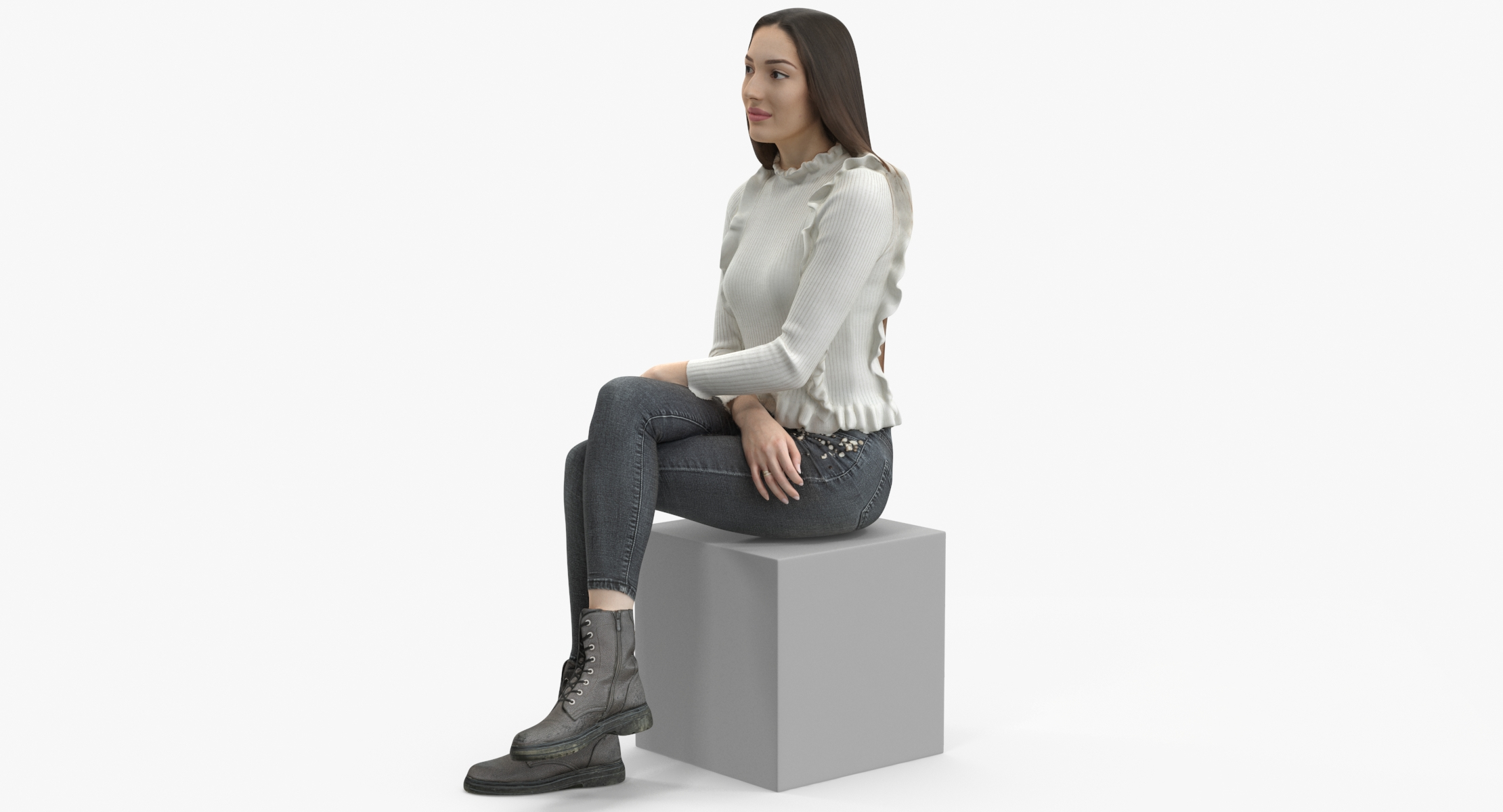 modelo 3d Elizabeth Casual Invierno Sentada Pose 01 - TurboSquid 1857823