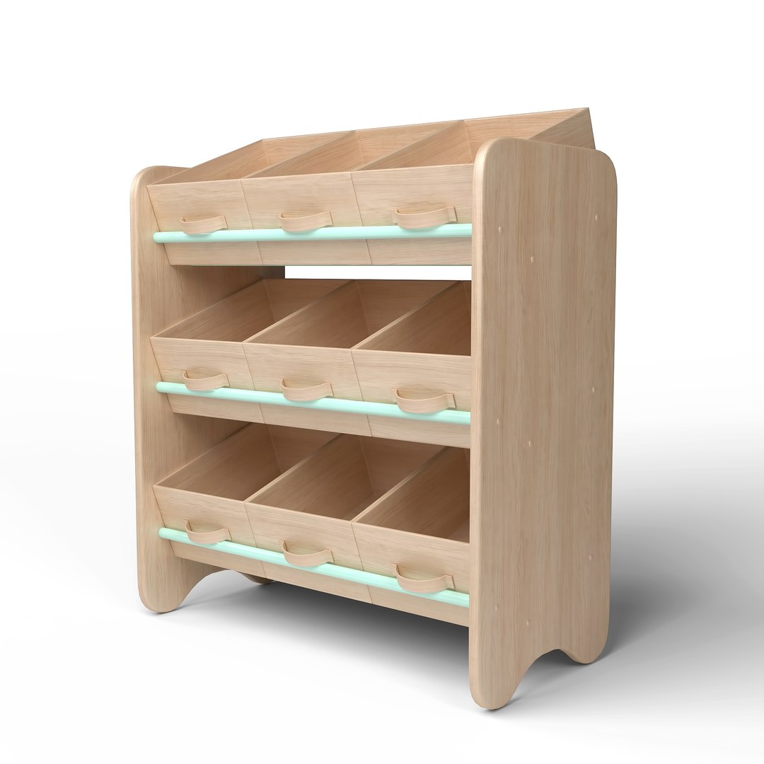 3D Wood Storage Box Shelf - TurboSquid 1194422