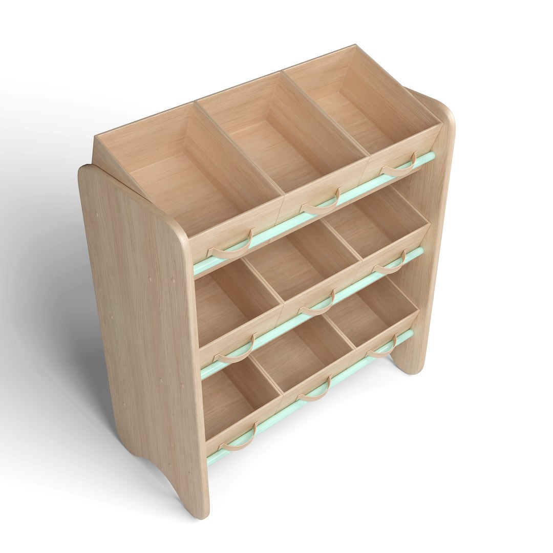 3D Wood Storage Box Shelf - TurboSquid 1194422