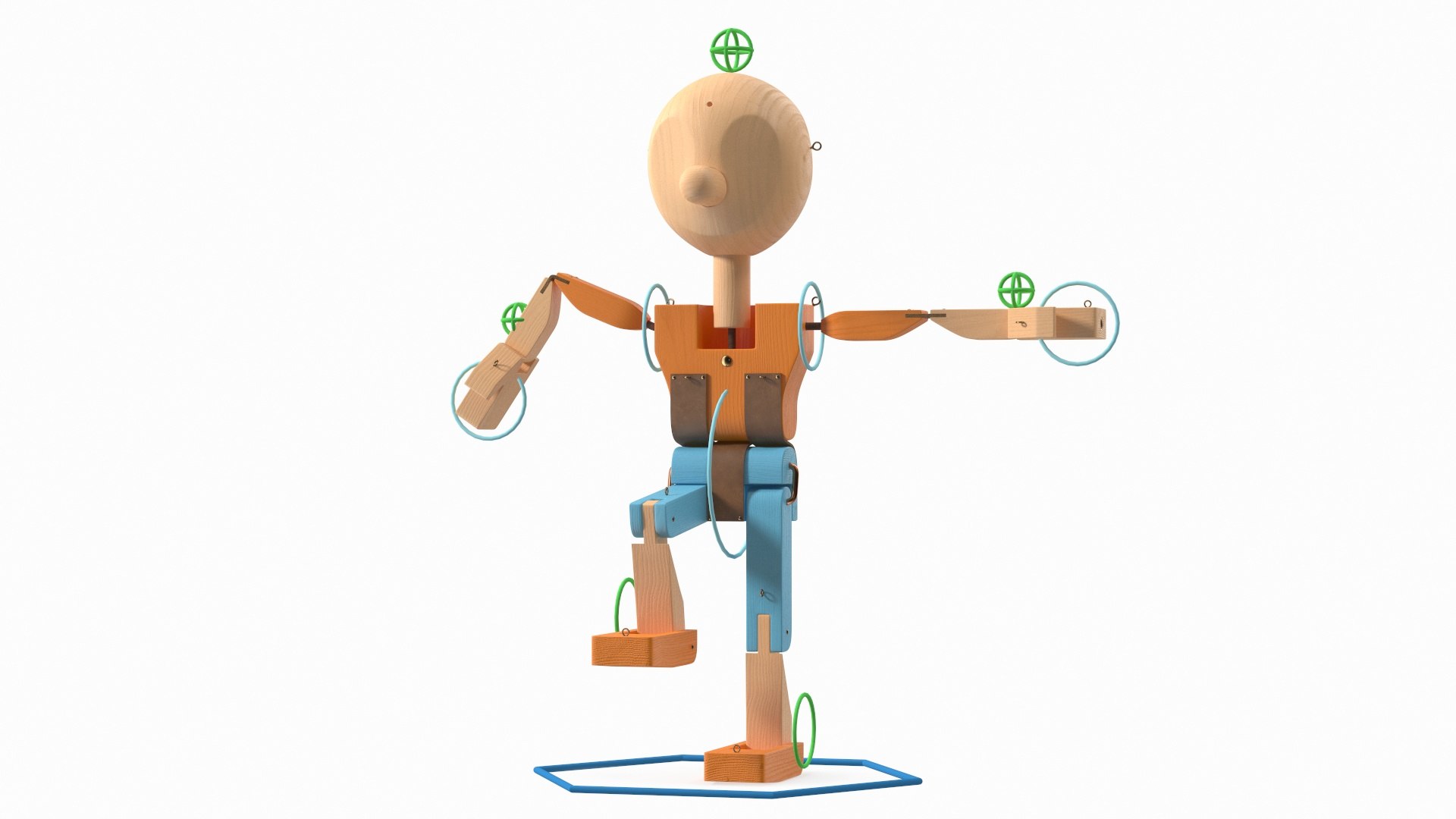 3D Model Colored Wooden Character Rigged - TurboSquid 2006165