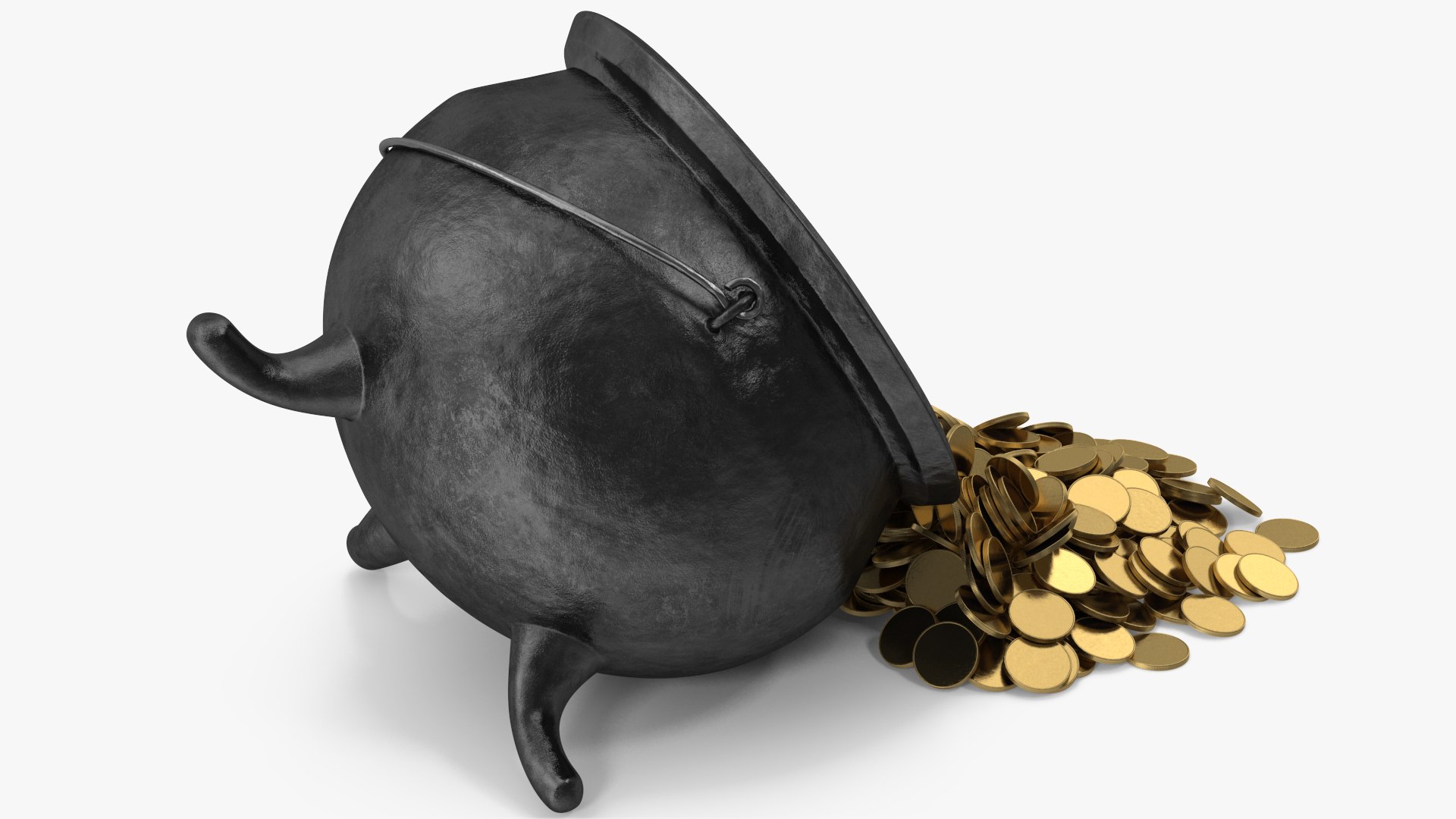 3D Iron Pot With Gold Coins 2 - TurboSquid 1940888