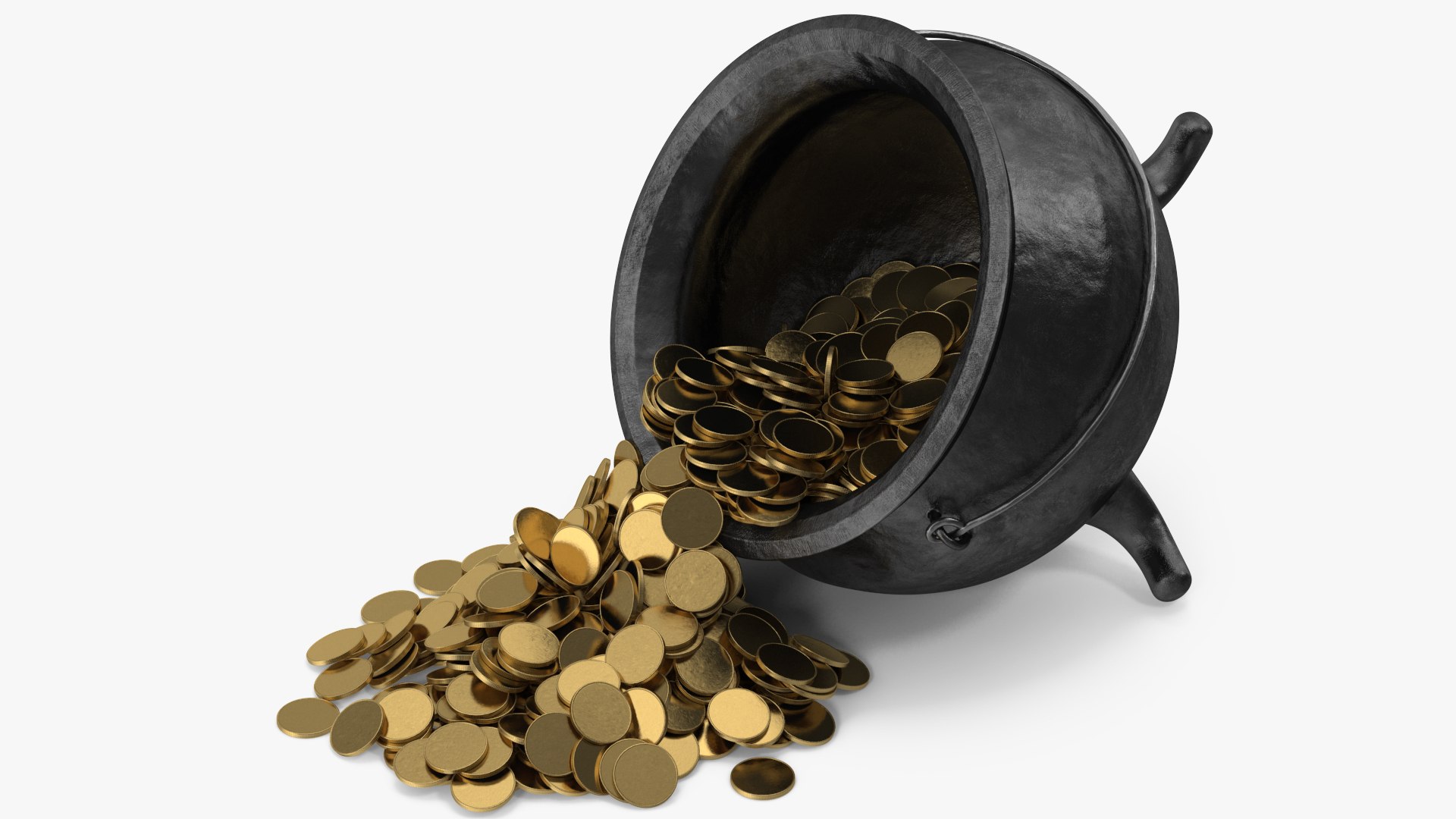 3D Iron Pot With Gold Coins 2 - TurboSquid 1940888