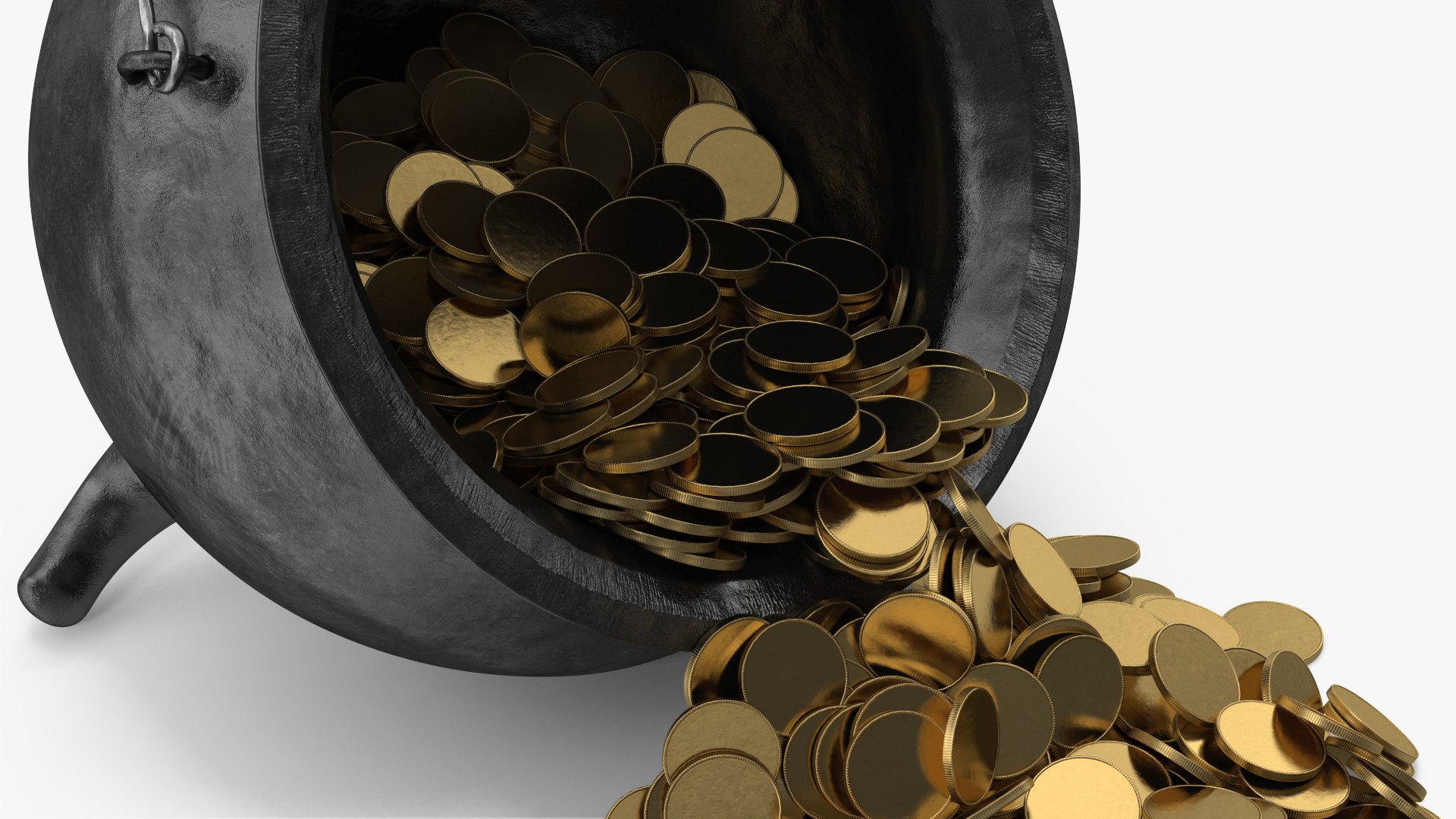 3D Iron Pot With Gold Coins 2 - TurboSquid 1940888