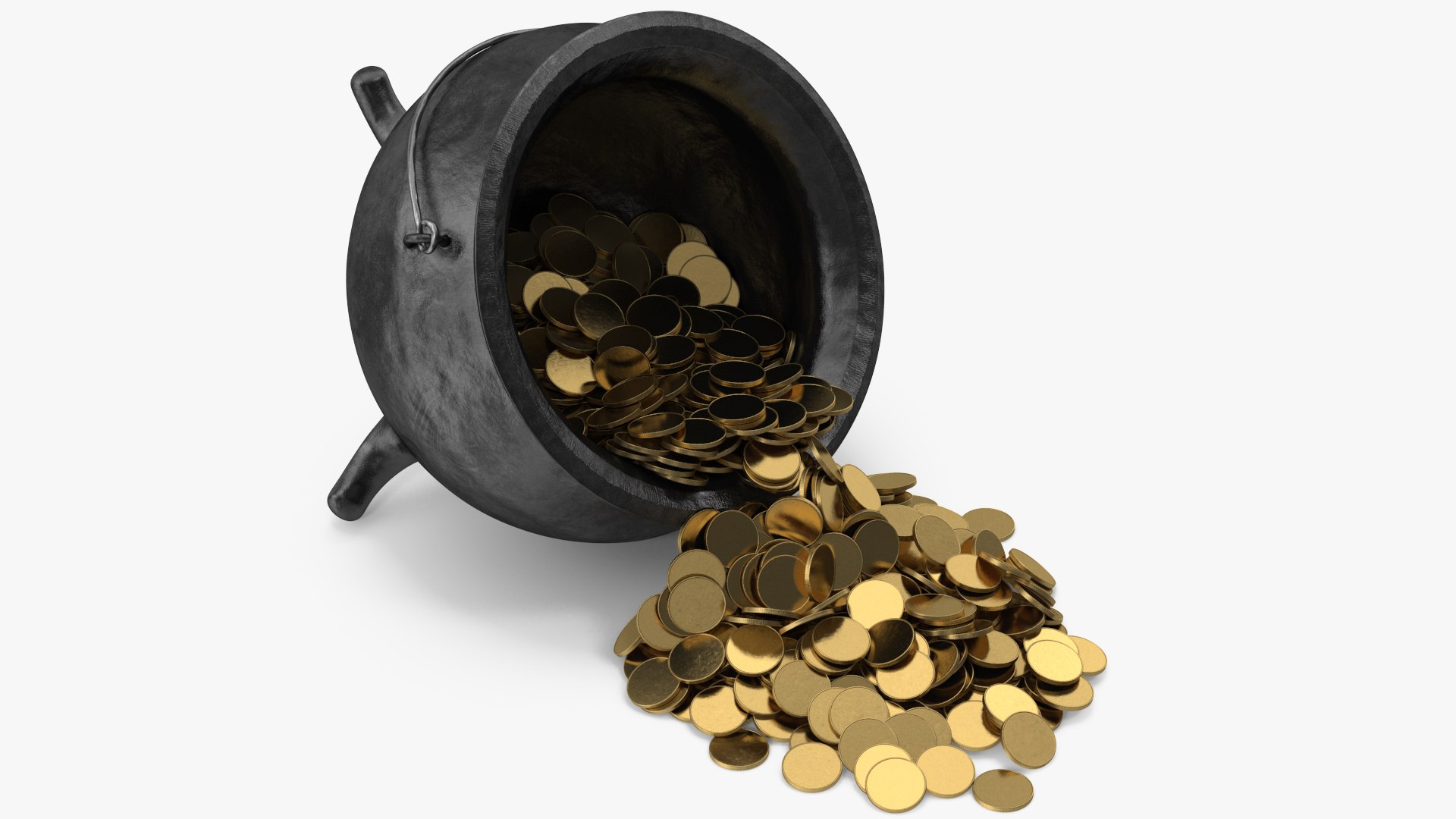 3D Iron Pot With Gold Coins 2 - TurboSquid 1940888