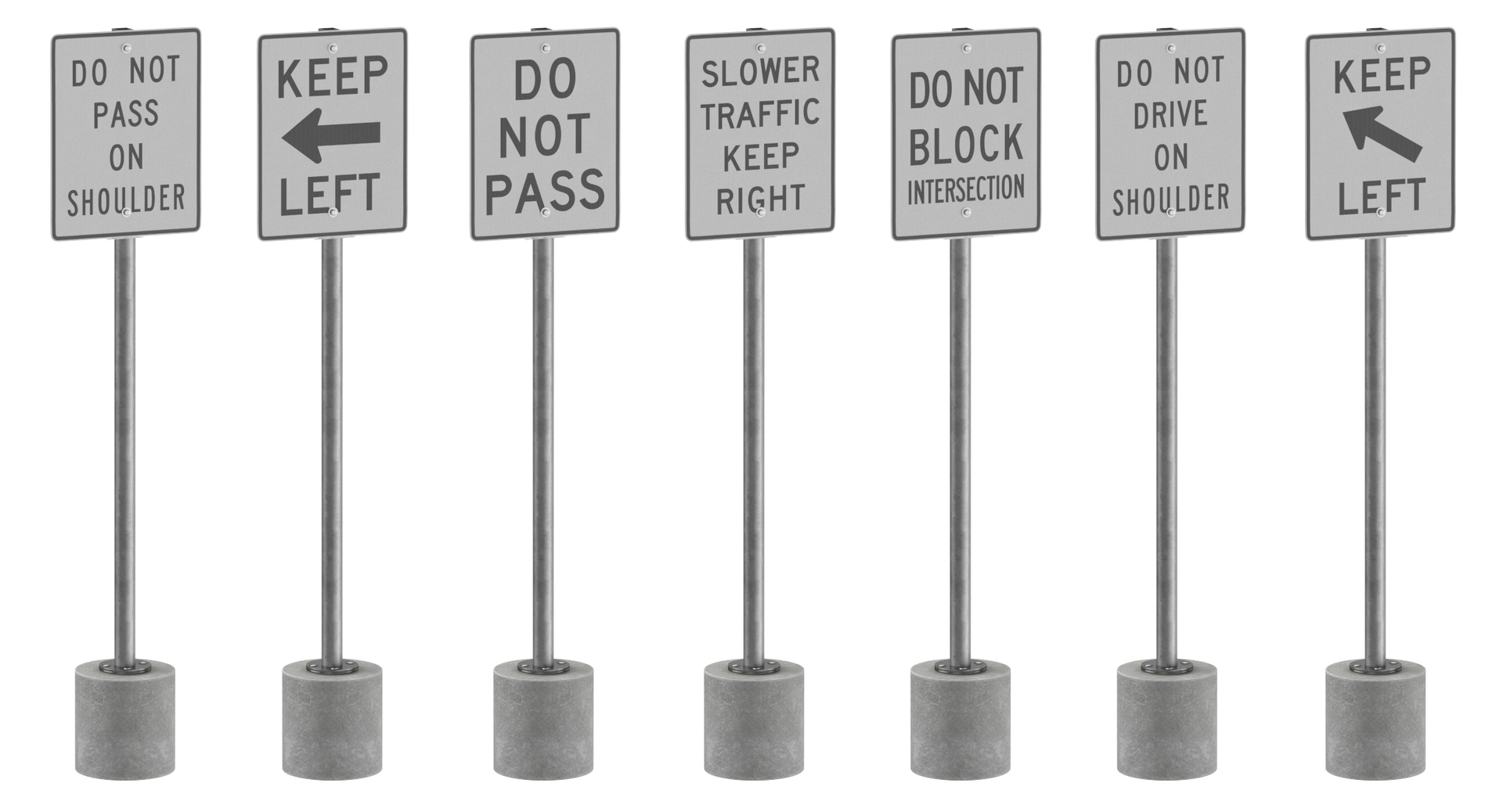 Rectangular Street Signs Square Cylinder and U shape model - TurboSquid ...