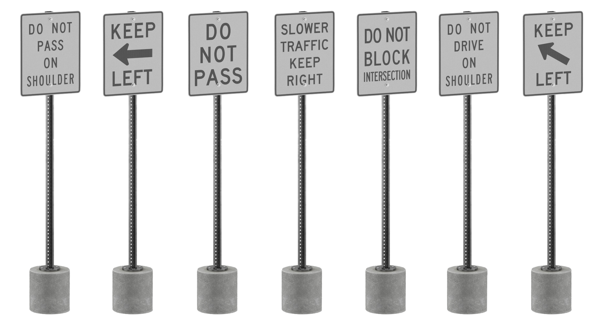 Rectangular Street Signs Square Cylinder and U shape model - TurboSquid ...