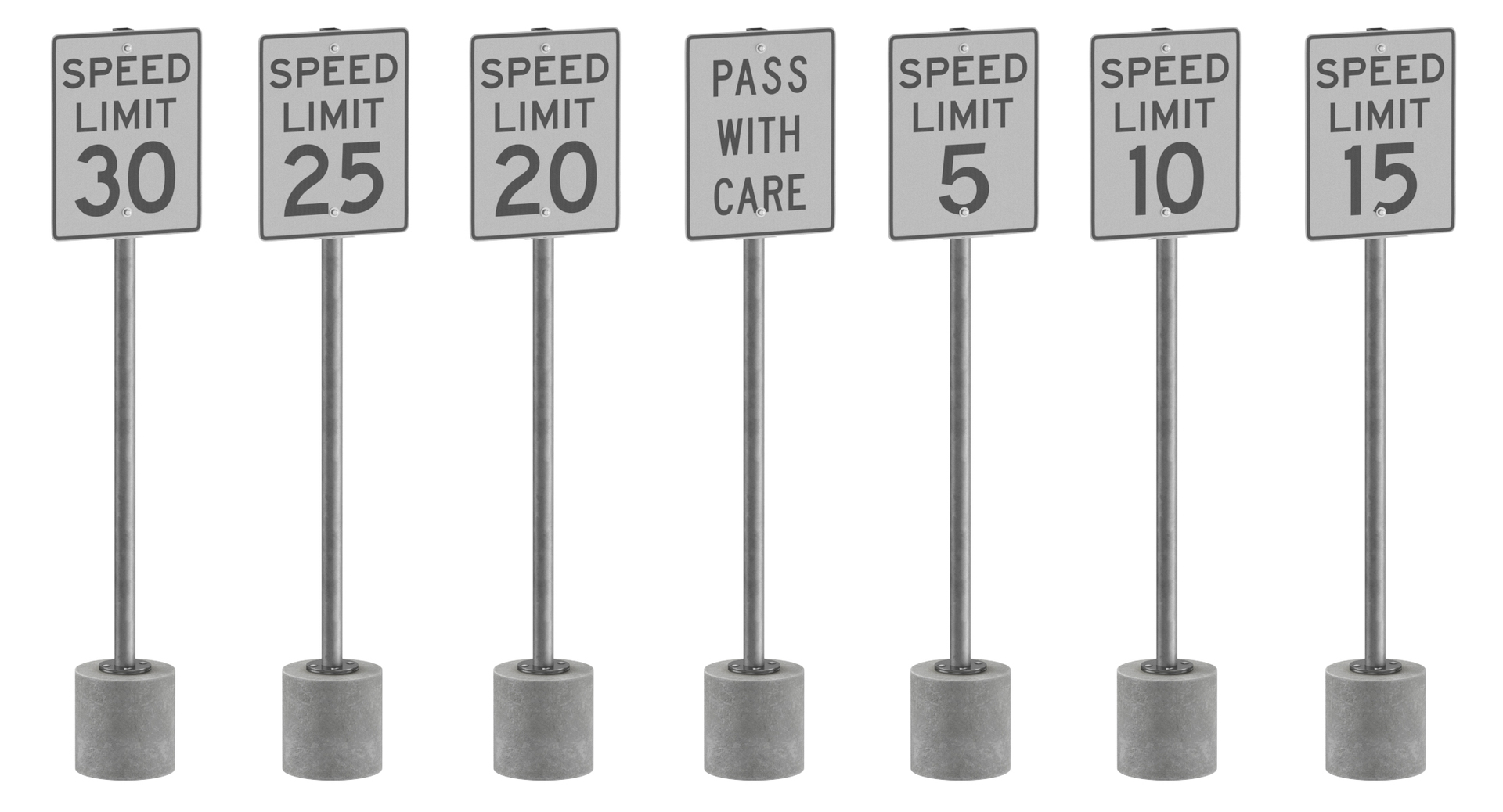 Rectangular Street Signs Square Cylinder and U shape model - TurboSquid ...