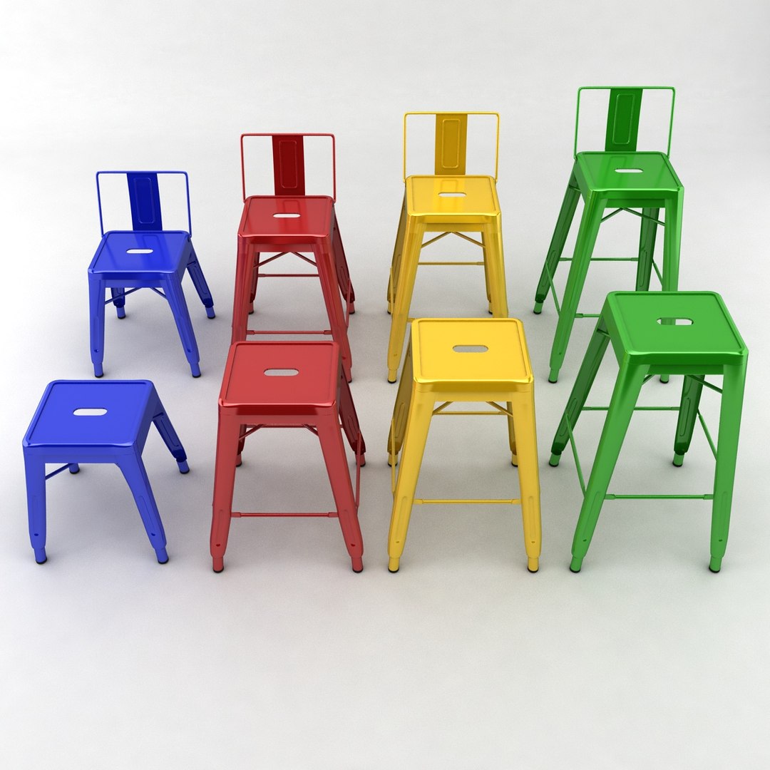 metal stools 3d model
