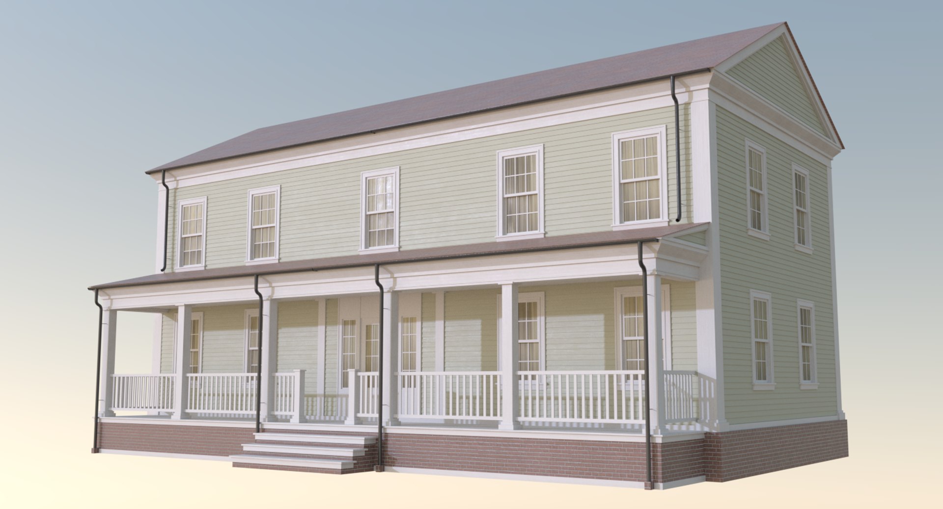 Colonial House 3D Model - TurboSquid 1190854
