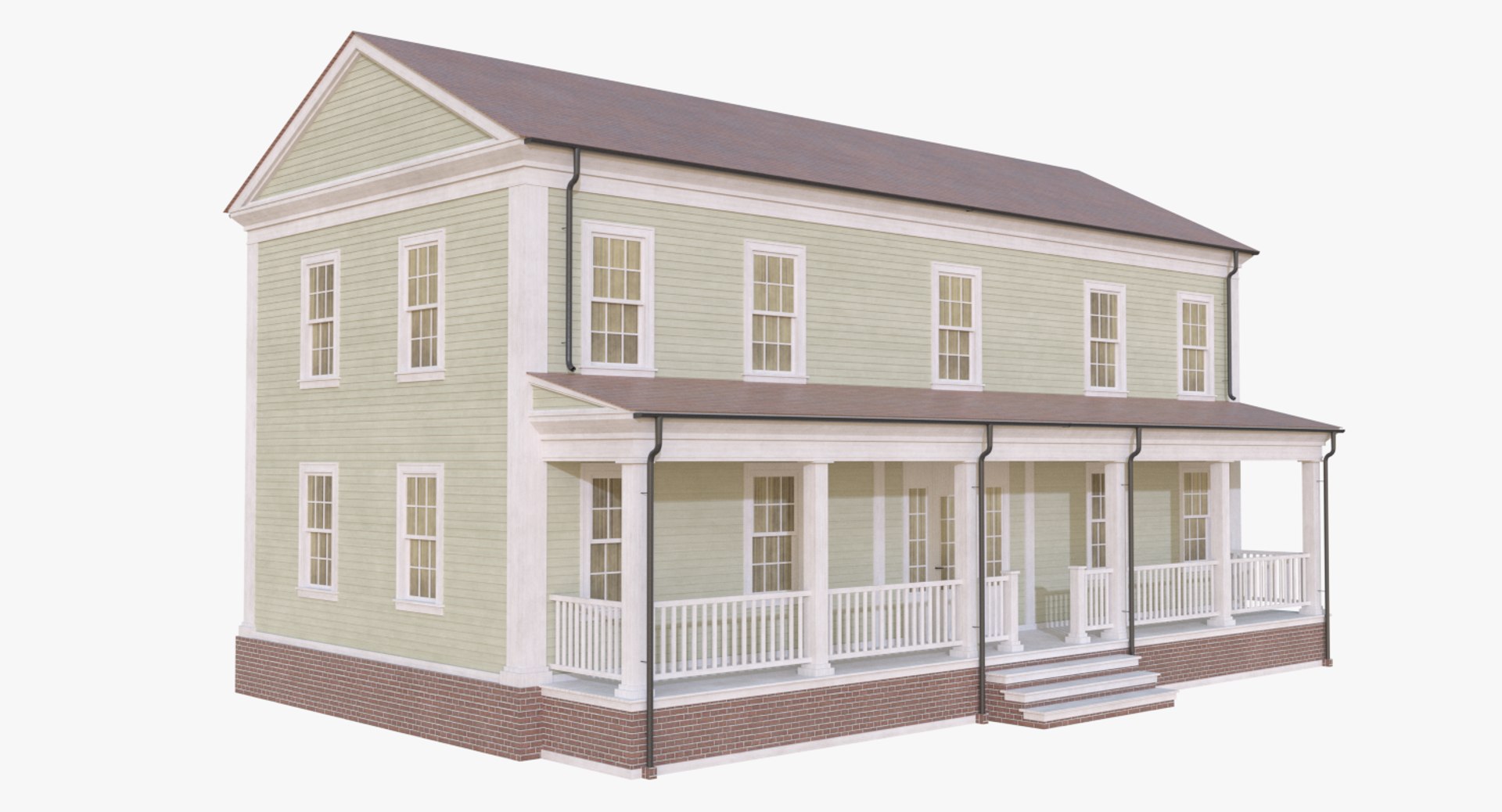 Colonial House 3D Model - TurboSquid 1190854