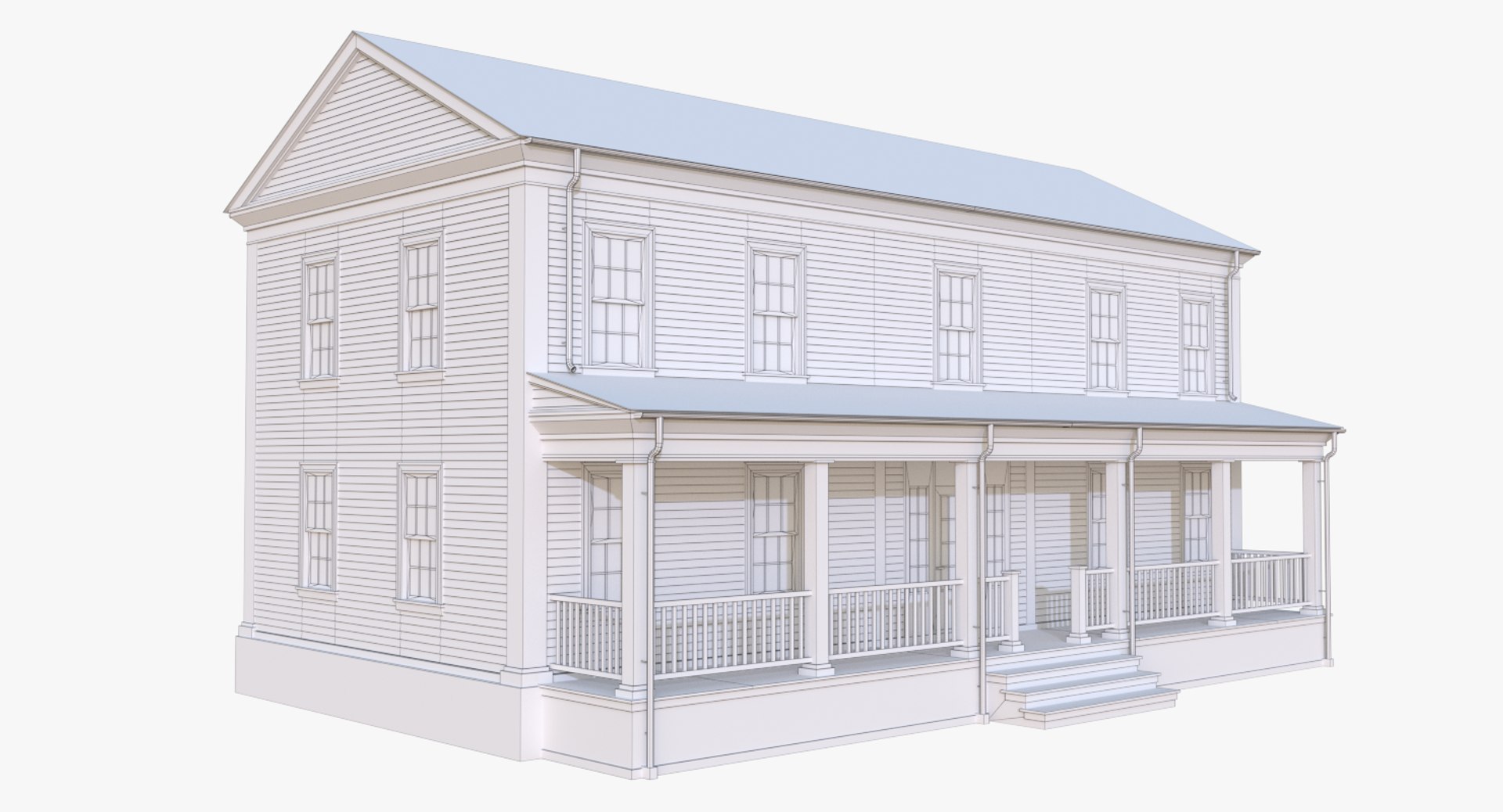 Colonial House 3D Model - TurboSquid 1190854
