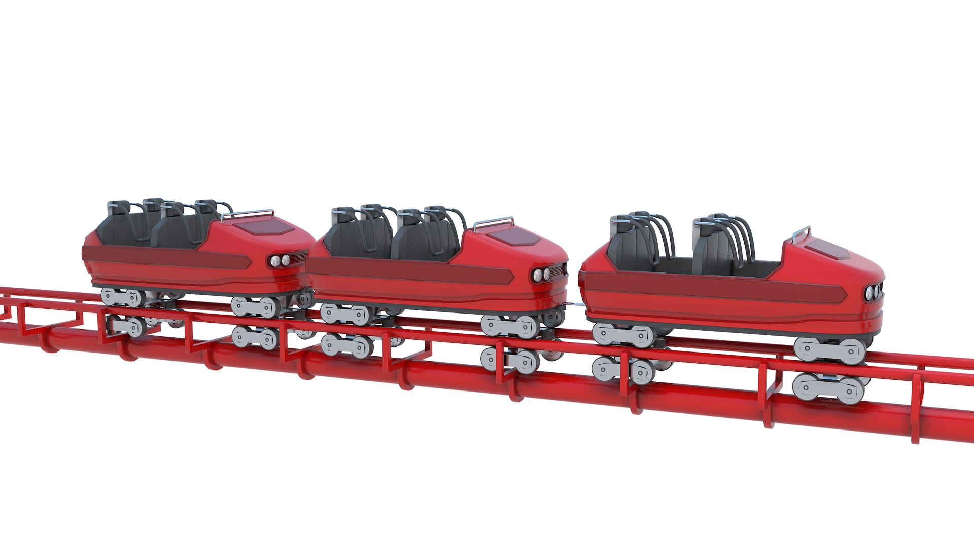 Roller Coaster Train - Red 3D Model - TurboSquid 1922560