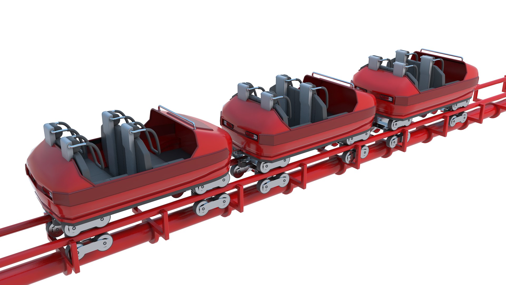 Roller Coaster Train - Red 3D Model - TurboSquid 1922560