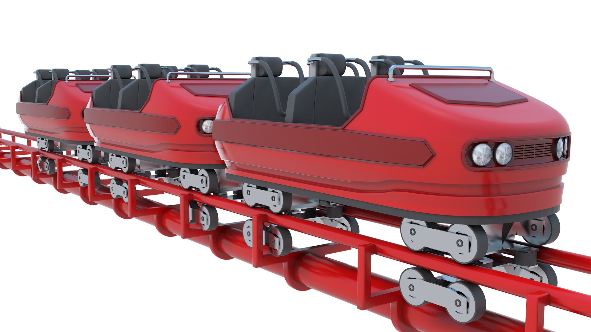 Roller Coaster Train - Red 3D Model - TurboSquid 1922560