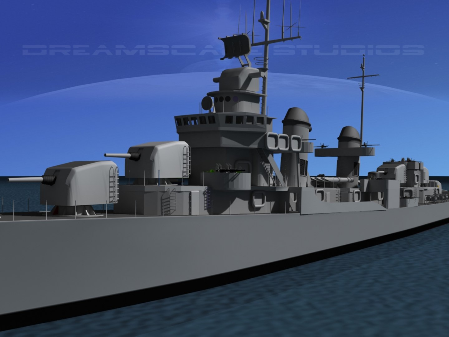 Anti-aircraft Fletcher Class Destroyers 3d Model