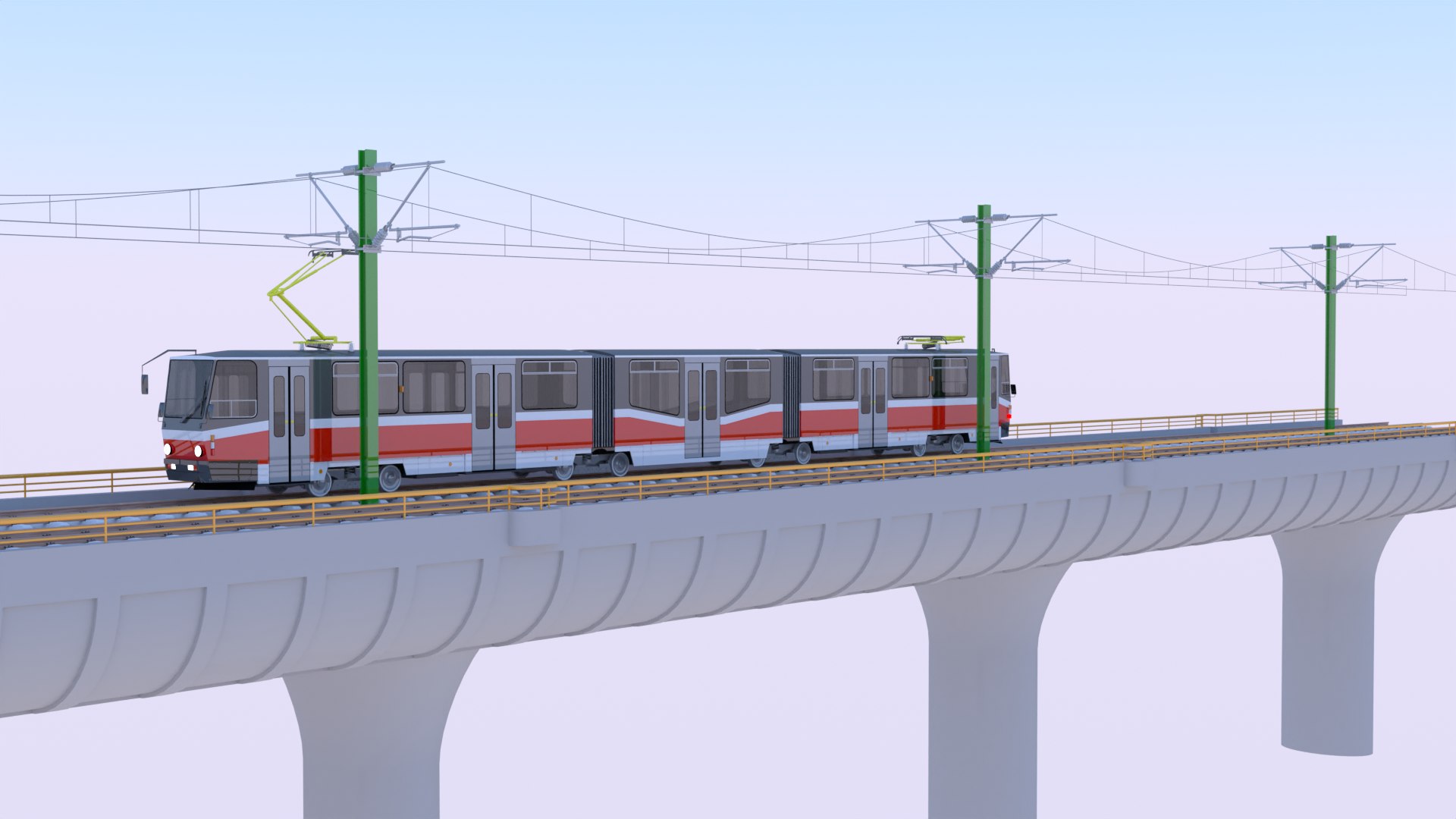 3D Bridge With KT8D5 Tram II Model - TurboSquid 2171739