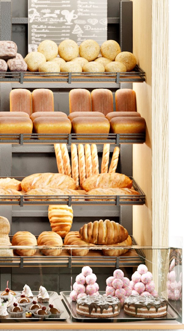3D Bakery with pastries and desserts model - TurboSquid 1933214