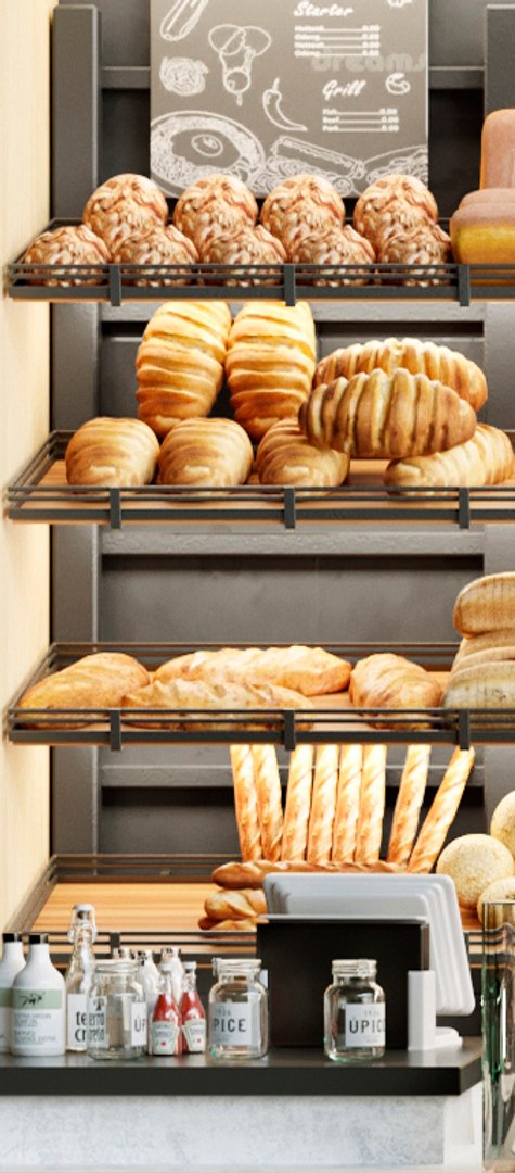 3D Bakery with pastries and desserts model - TurboSquid 1933214