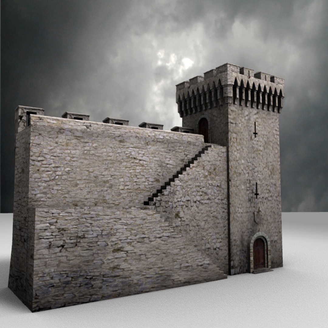 medieval tower wall castle 3d model