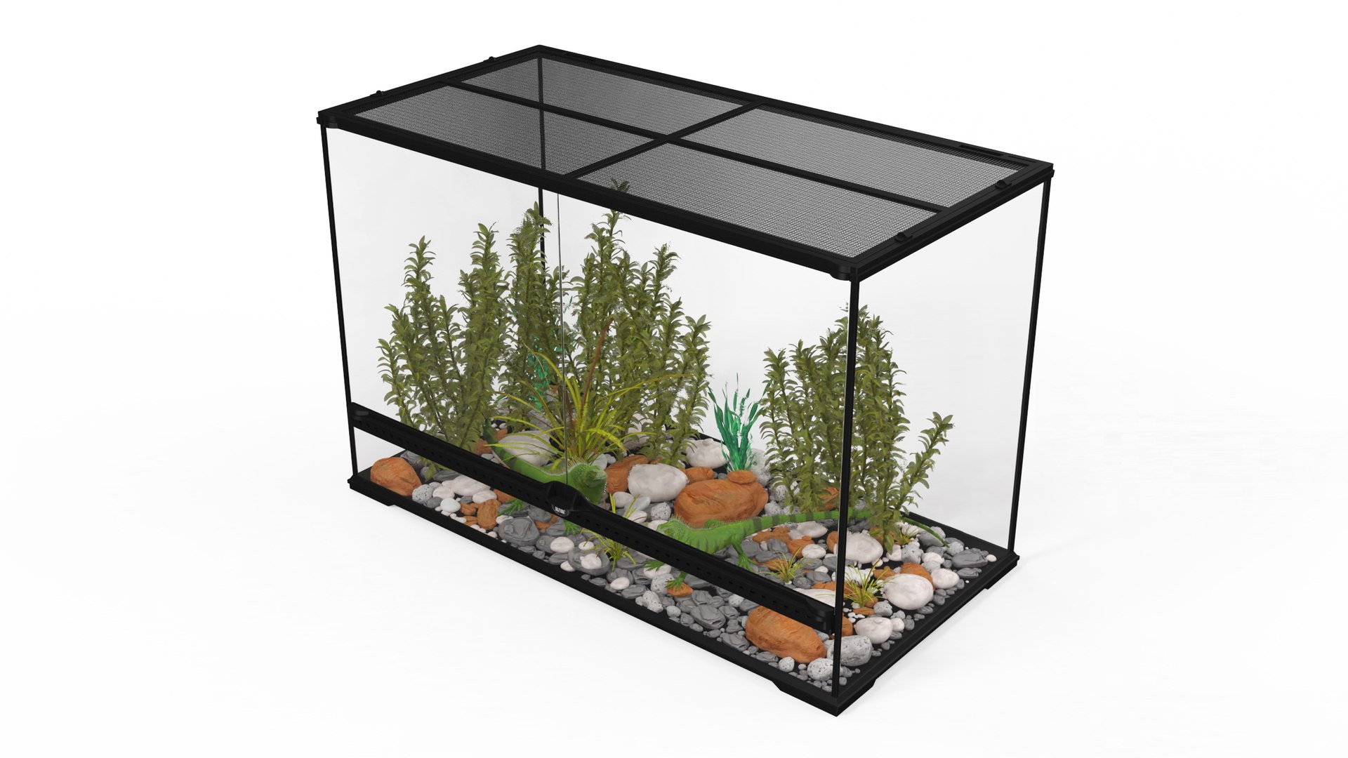 3D Large Terrarium With Plants Garden And Two Iguanas Model ...