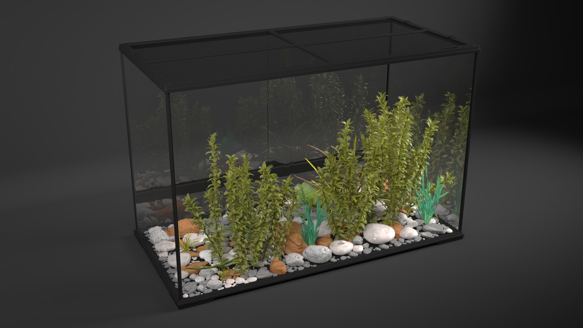 3D Large Terrarium With Plants Garden And Two Iguanas Model ...