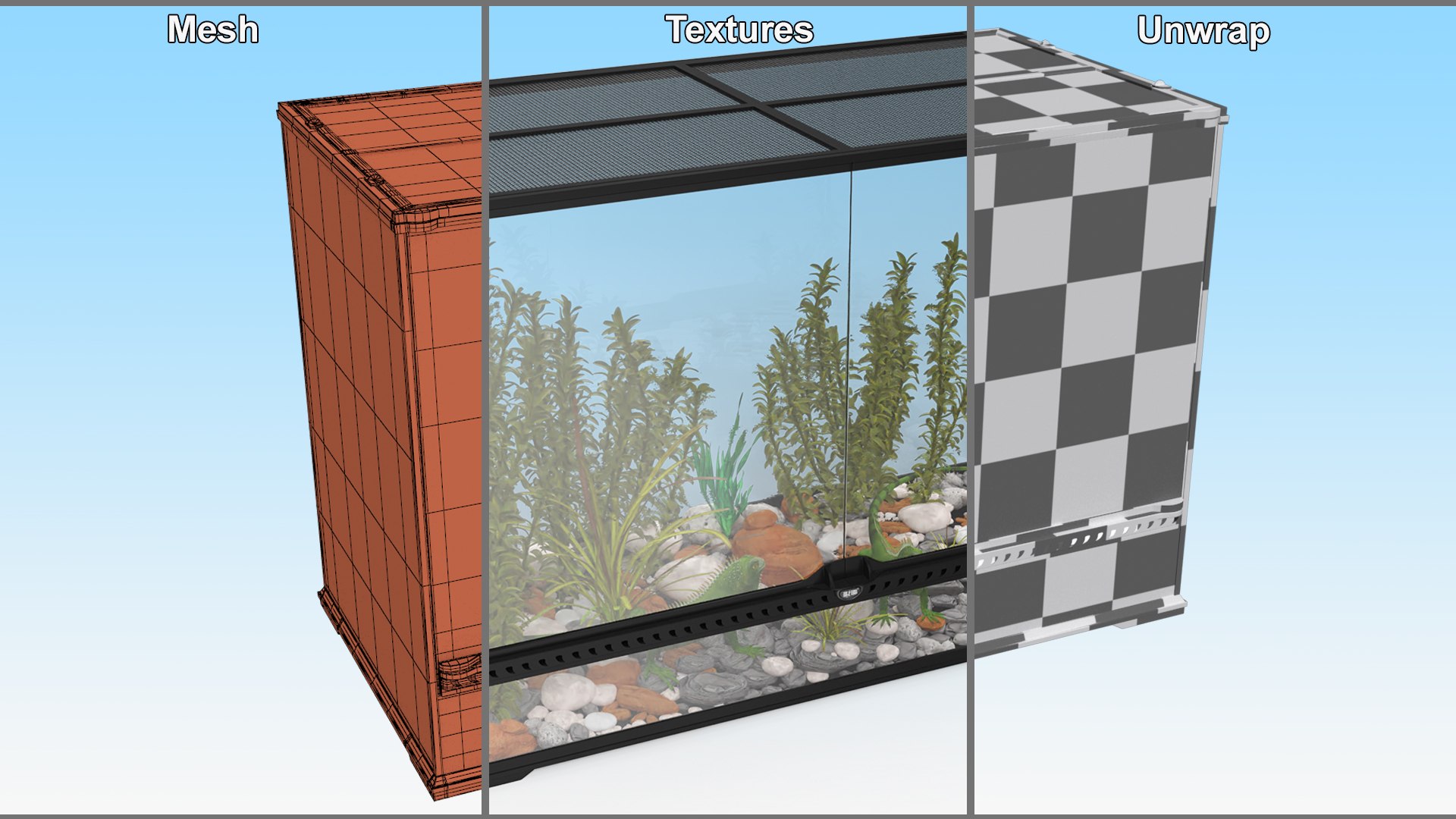 3D Large Terrarium With Plants Garden And Two Iguanas Model ...