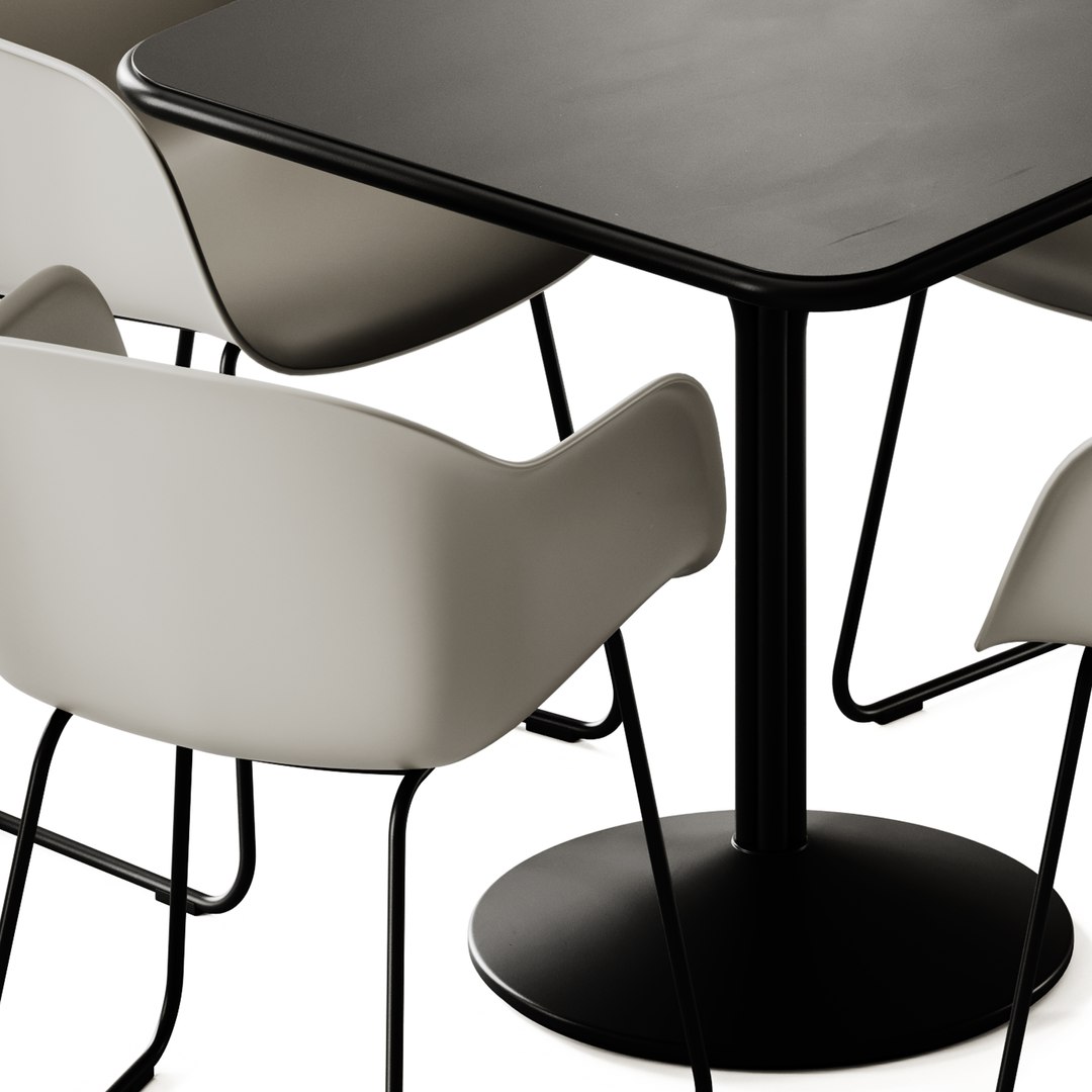 3D Babel D Jos Table And Muuto Fiber Armchair Sled Base Model - TurboSquid 2300366