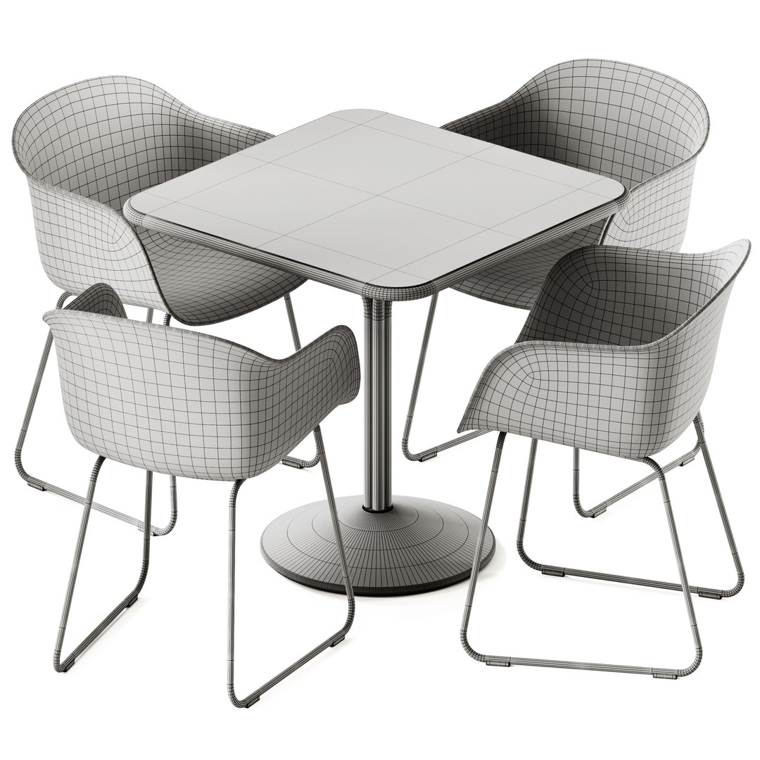 3D Babel D Jos Table And Muuto Fiber Armchair Sled Base Model - TurboSquid 2300366