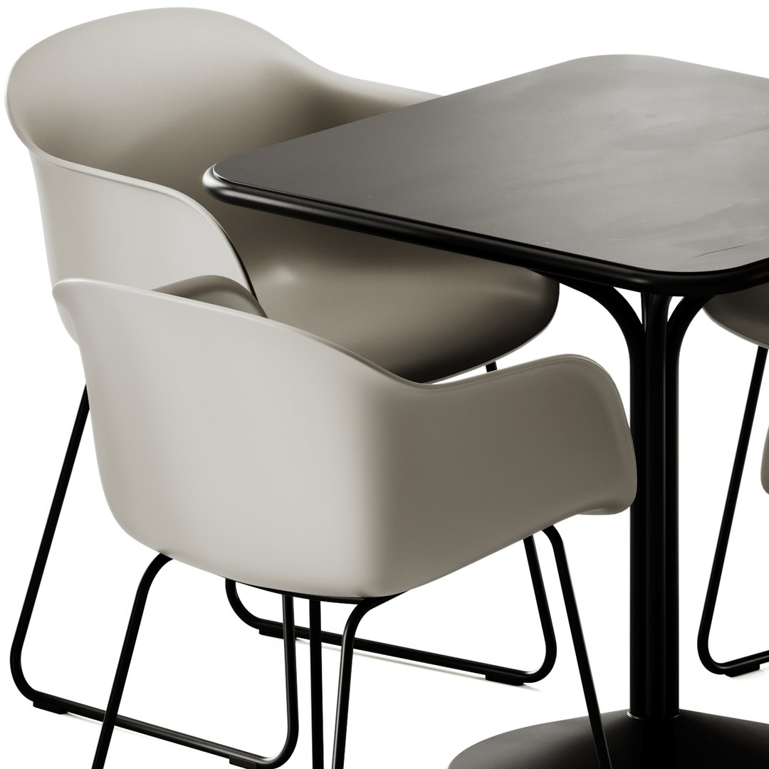 3D Babel D Jos Table And Muuto Fiber Armchair Sled Base Model - TurboSquid 2300366