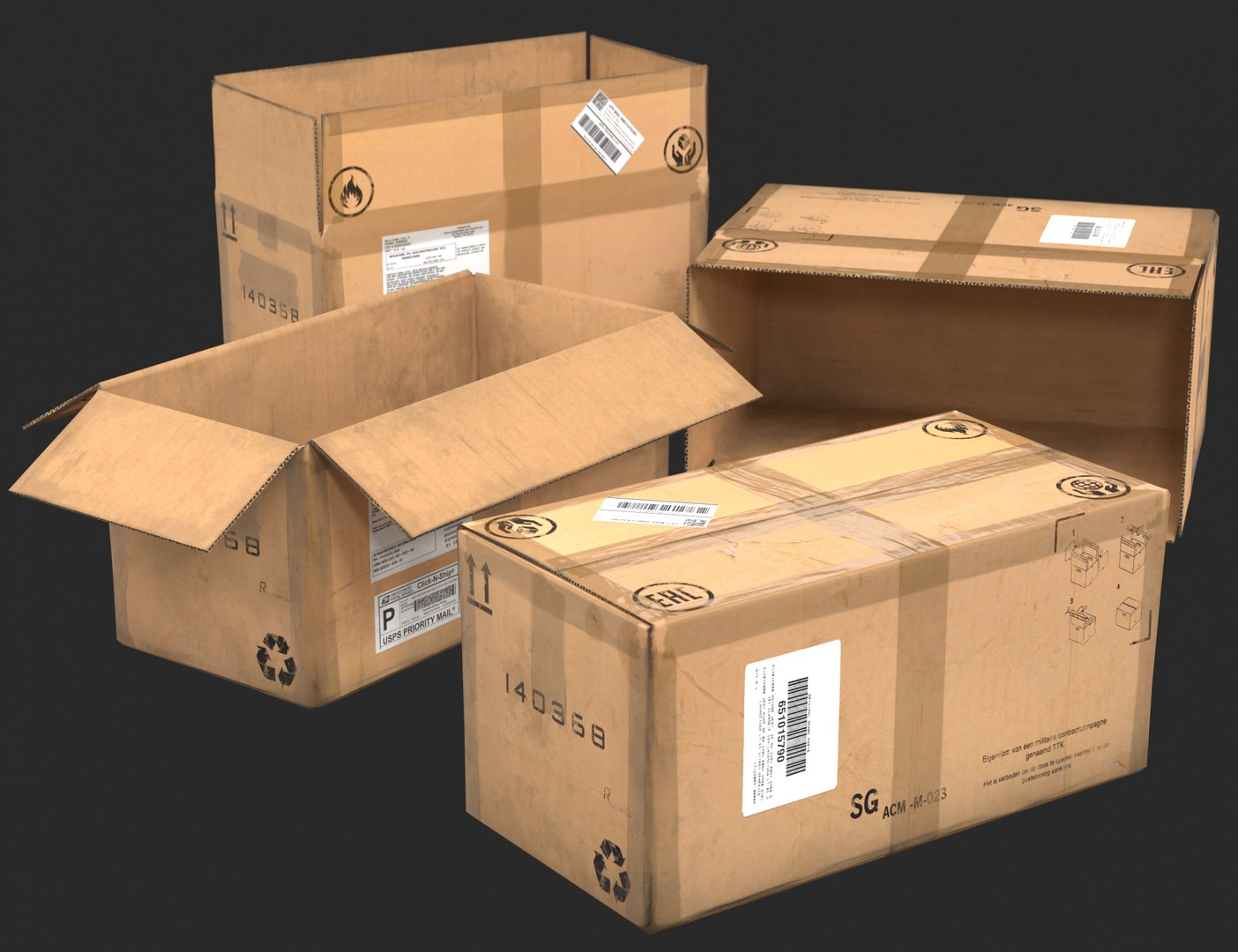 Cardboard box3D模型 - TurboSquid 2050285