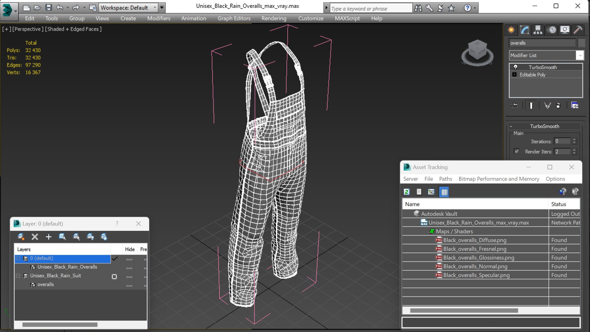 Unisex Black Rain Overalls Model - TurboSquid 2128314