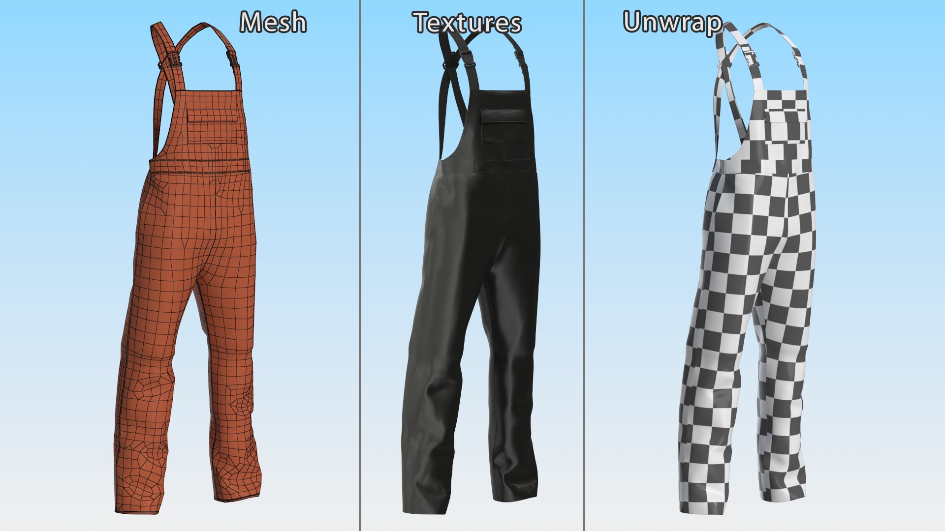 Unisex Black Rain Overalls Model - TurboSquid 2128314