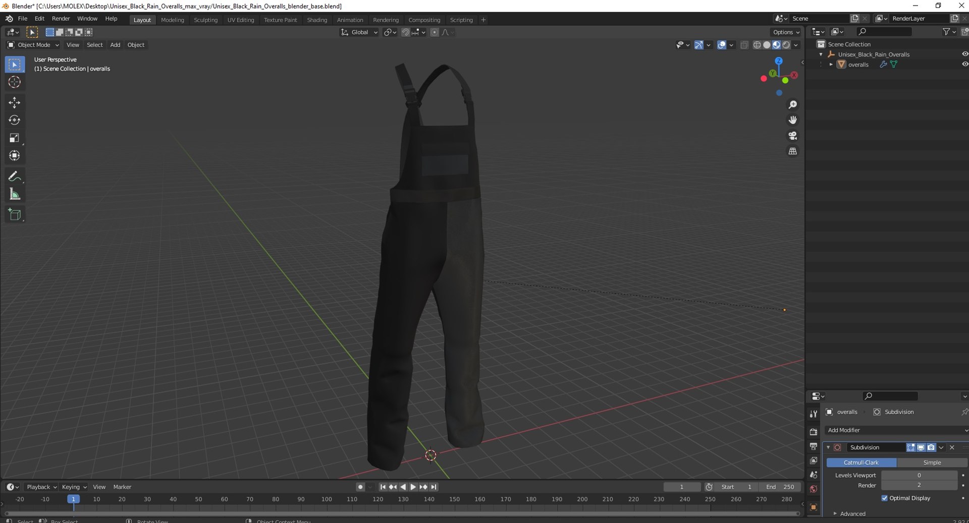 Unisex Black Rain Overalls Model - TurboSquid 2128314