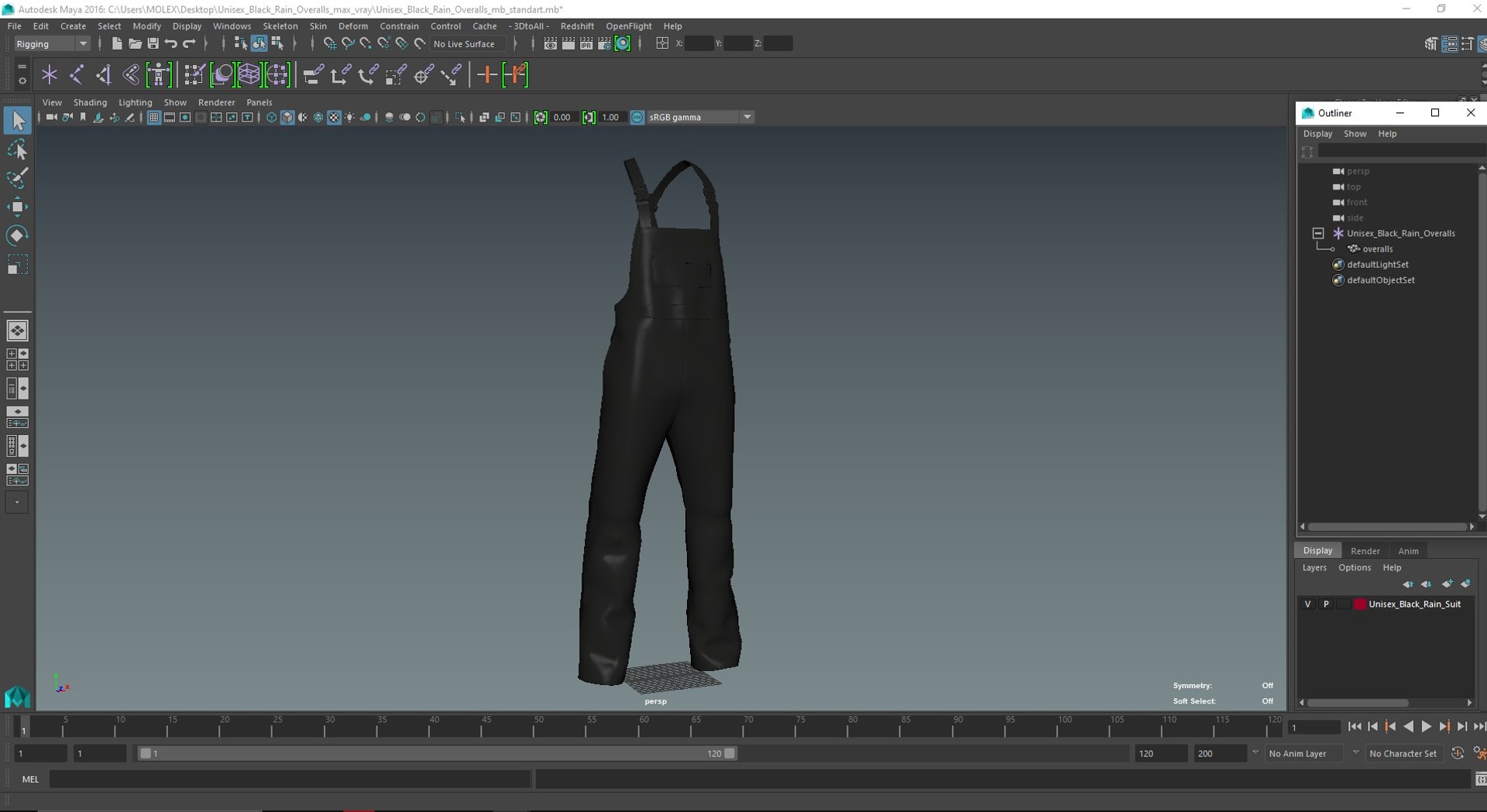 Unisex Black Rain Overalls Model - TurboSquid 2128314