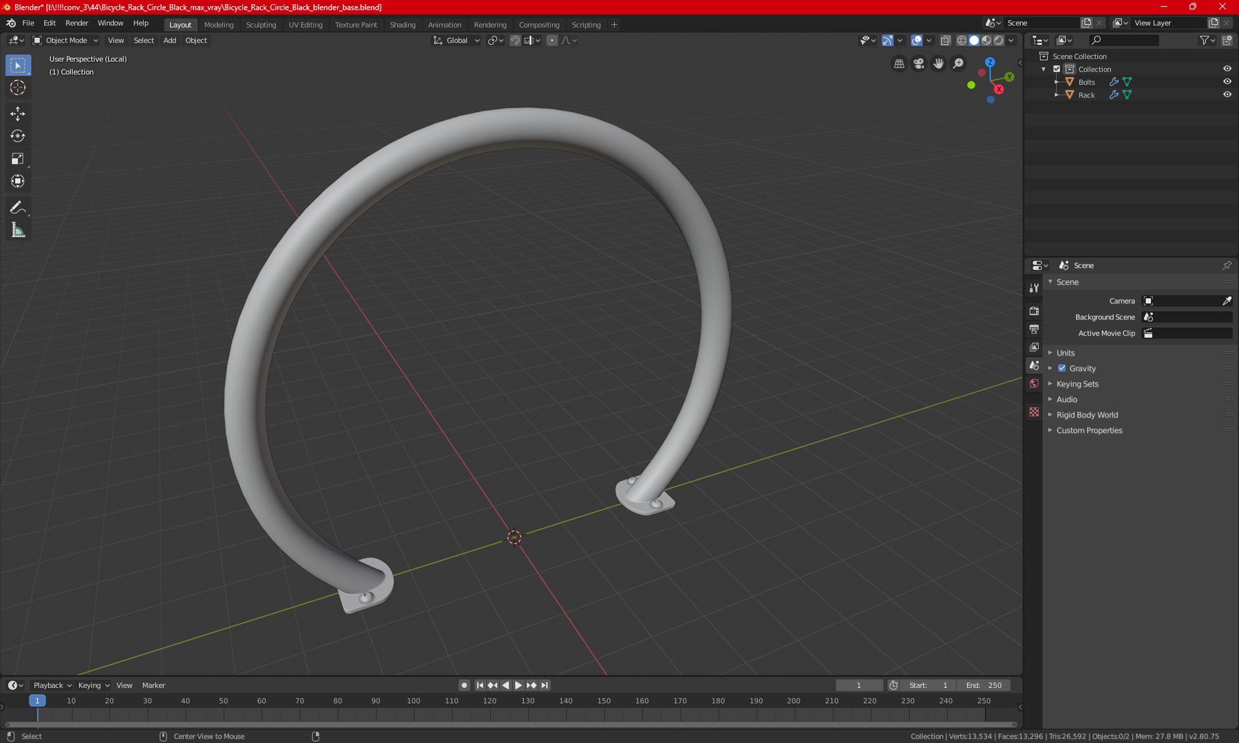 3D Model Circle Bicycle Rack Grey - TurboSquid 2225197