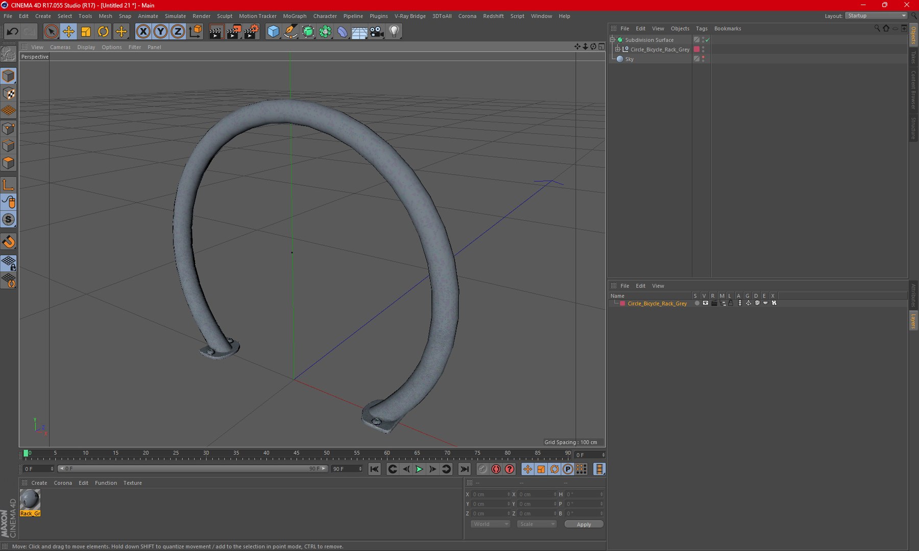 3D Model Circle Bicycle Rack Grey - TurboSquid 2225197
