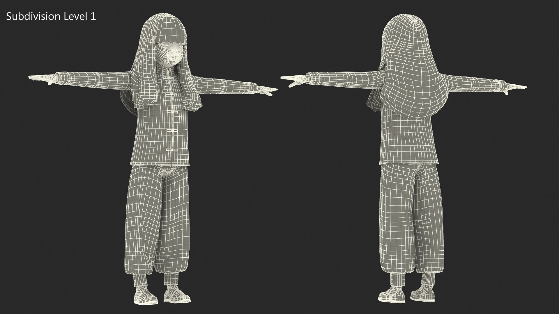 3D Chinese Girl Child in Traditional Dress in T-Pose model - TurboSquid ...