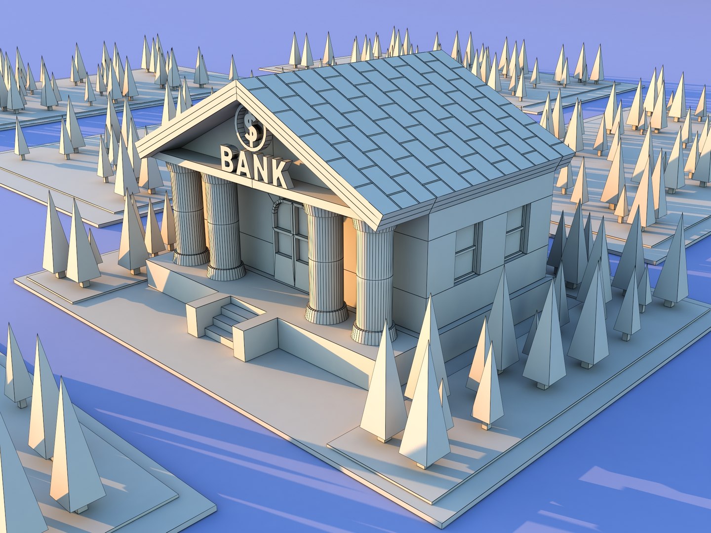 3D Cute Cartoon City Bank - TurboSquid 1954196