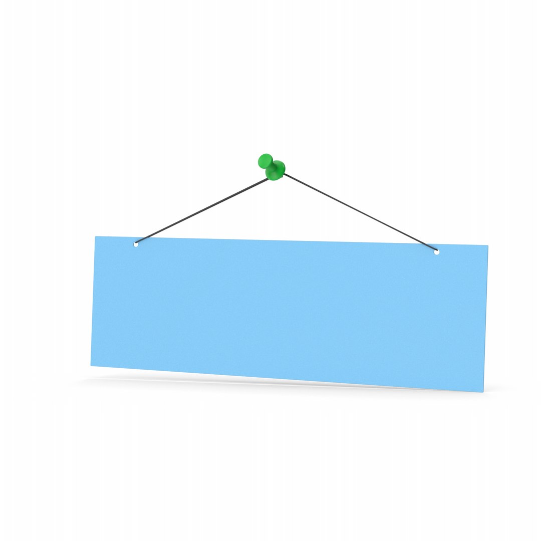 3D Blue Hanging Paper And Push Pin Model - TurboSquid 2236269