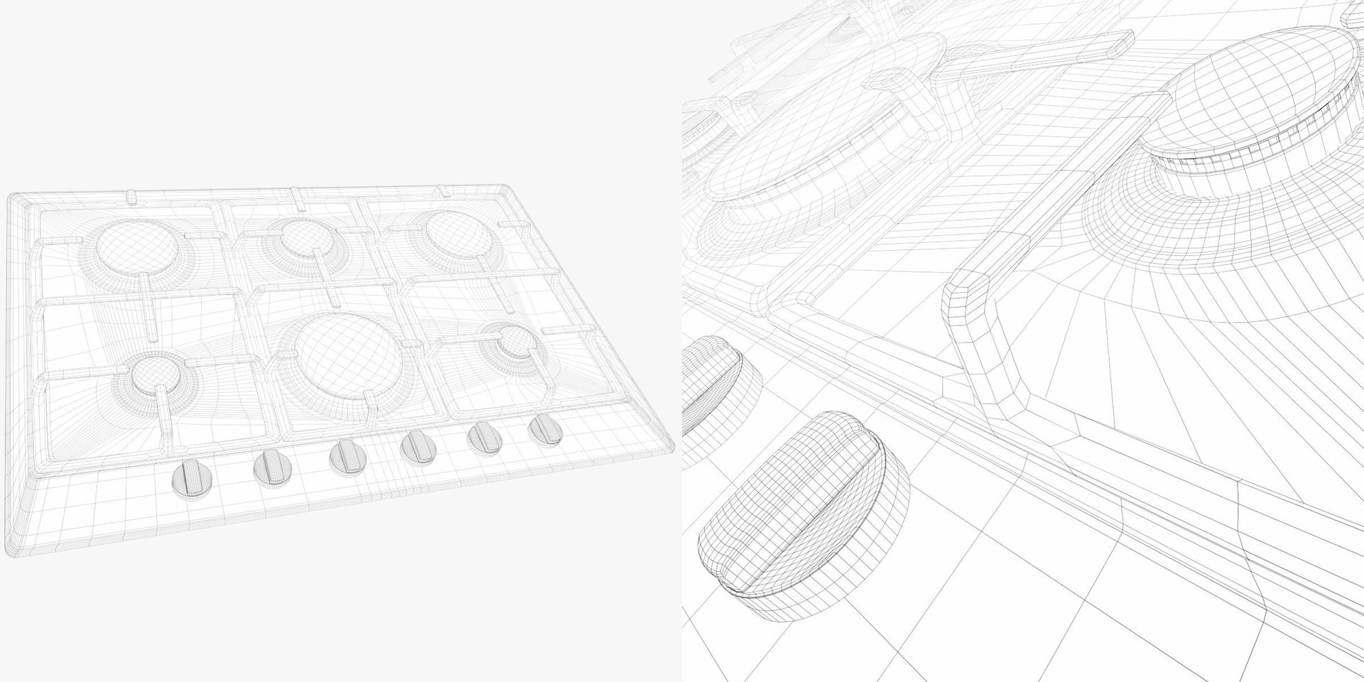 6 Burners Gas Hob Model - TurboSquid 1995863